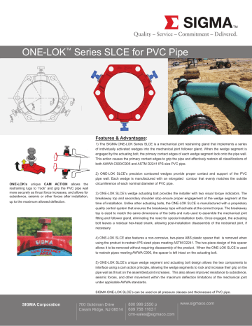 Sigma SLCE12 One-Lok™ 12 in. PVC Wedge Restraint Gland Installation ...