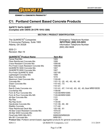 Quikrete 110140 40 lbs. 4000 psi Concrete Mix User guide | Manualzz