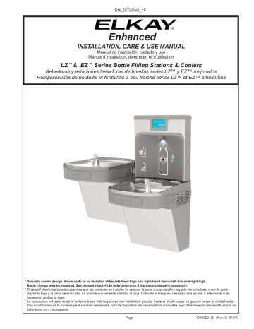 Elkay LZSTL8WSLP EZH2O® Wall Mount Bottle Filling Station Installation Manual | Manualzz