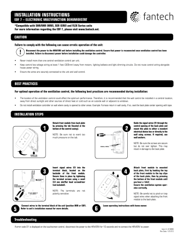 Fantech EDF 7 EDF Electronic Multifunction Dehumidistat Installation ...