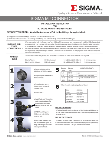 Sigma DMCPEP16 16 in. Foster Adapter Installation Manual | Manualzz