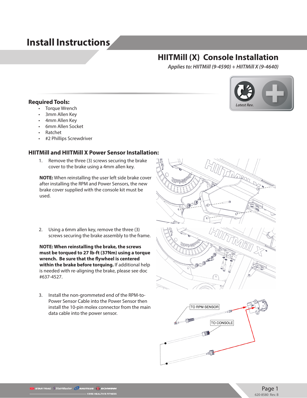 StairMaster HIIT Console Installation Instructions | Manualzz
