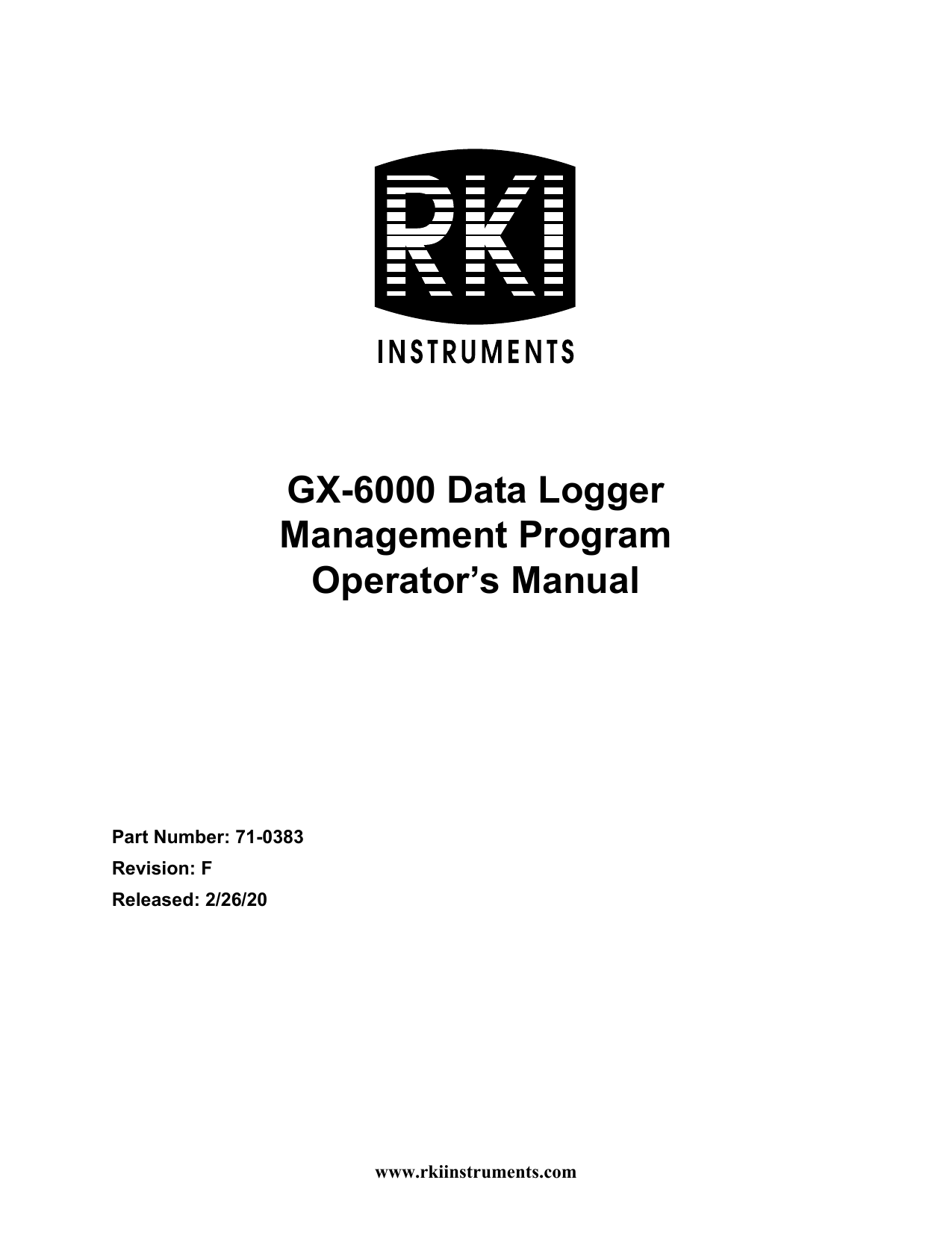 RKI Instruments GX-6000 Datalogging User manual | Manualzz