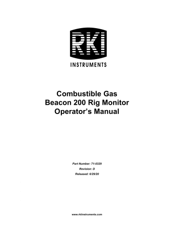 RKI Instruments Beacon 200 Rig Monitor, LEL/LEL Owner Manual | Manualzz