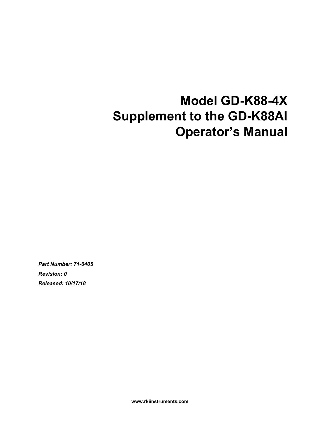 RKI Instruments GD-K88-4X Owner's manual | Manualzz