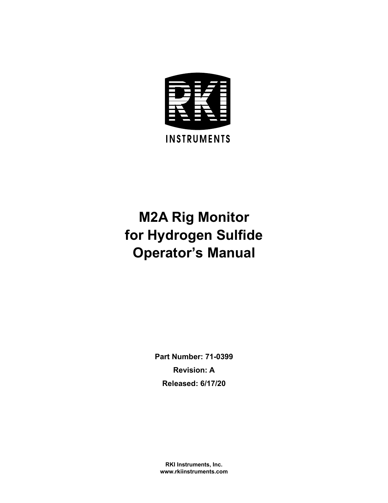 RKI Instruments M2A Rig Monitor for H2S Owner Manual | Manualzz