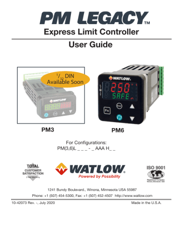 Watlow PM6 LEGACY EXPRESS Limit Controller User Guide | Manualzz