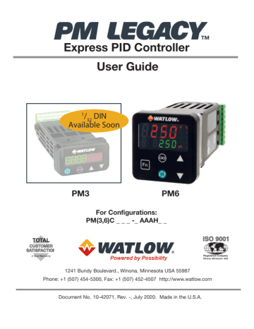 Watlow PM6 LEGACY EXPRESS PID Controller User Guide | Manualzz