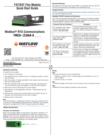 Watlow MODBUS RTU COMMUNICATION FLEX MODULE Quick Start Guide | Manualzz