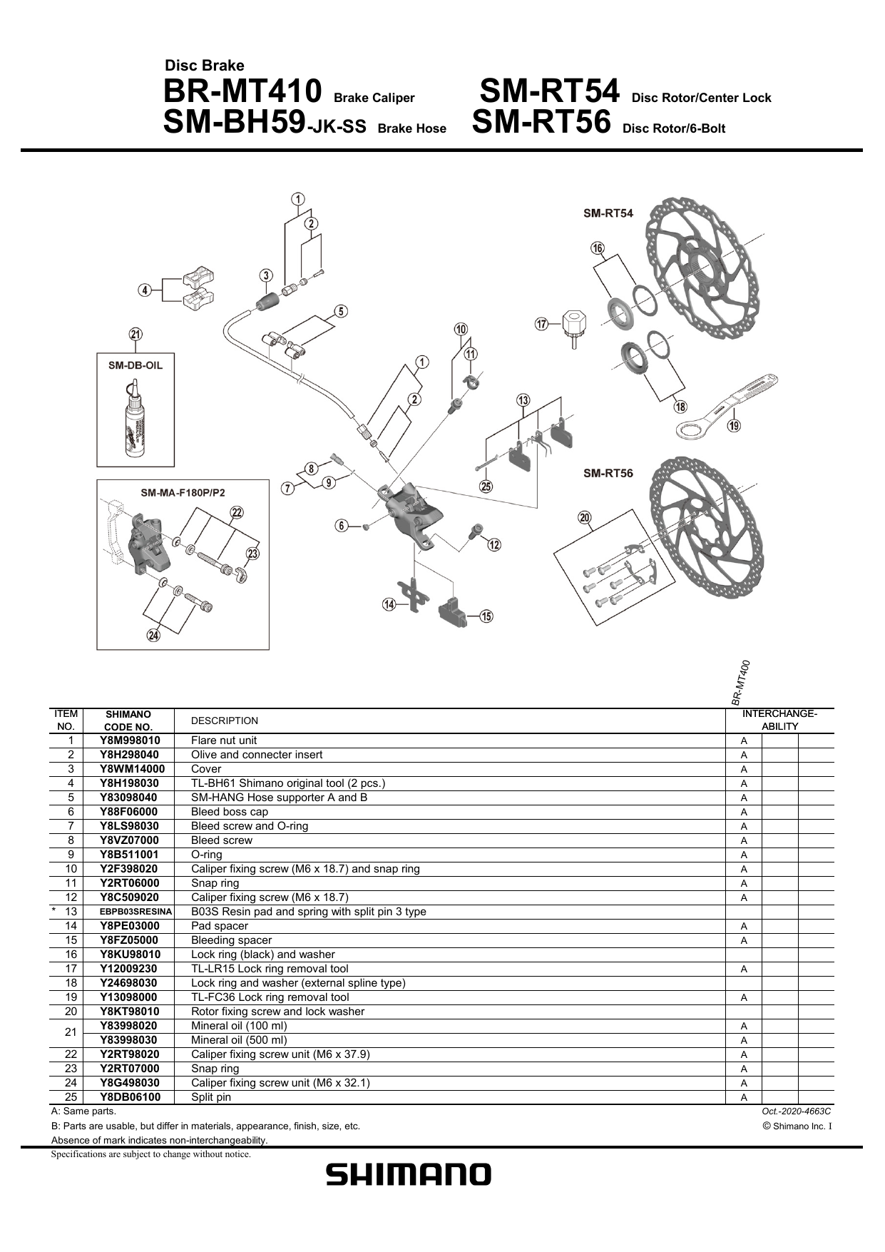 Shimano SM-RT56 Rotor rem cakram Exploded View | Manualzz
