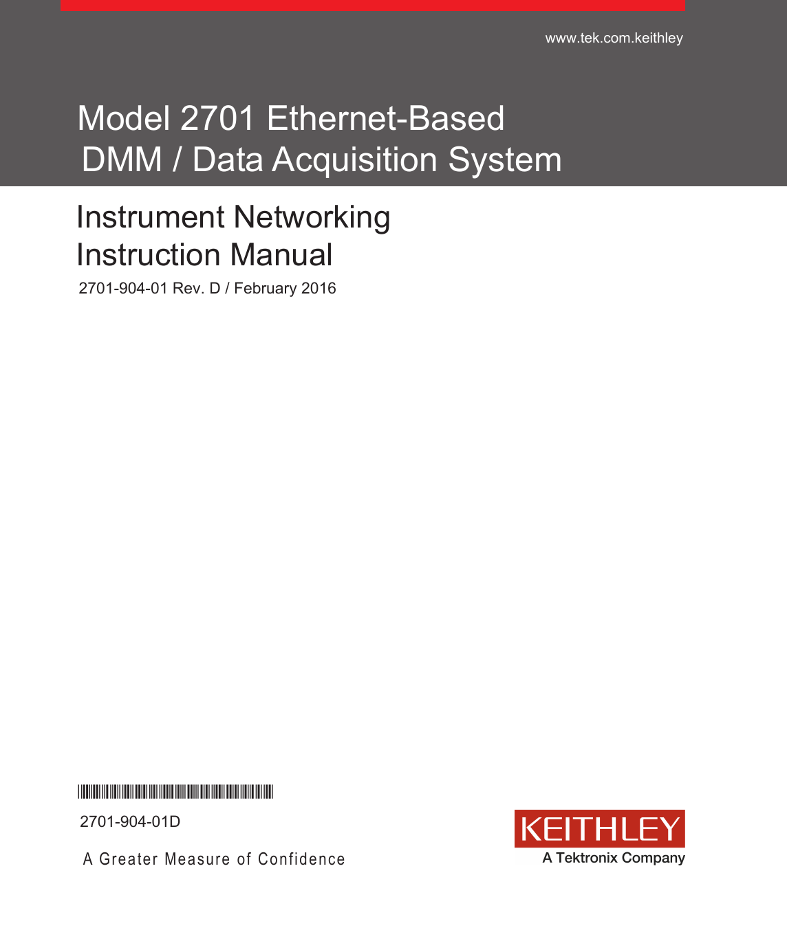 Keithley 2701 Instruction Manual | Manualzz