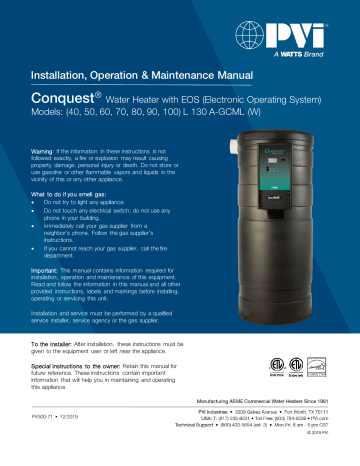 PVI Conquest 130 - EOS Installation Manual | Manualzz