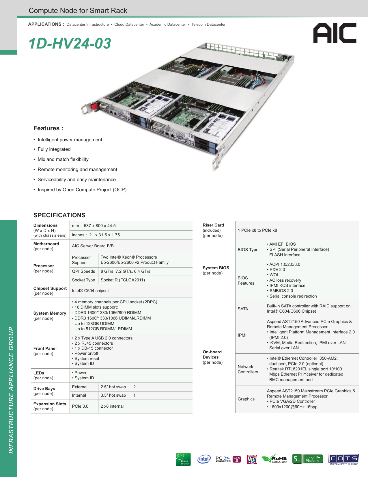 AIC Compute Node - 1D-HV24-03 Datasheet | Manualzz