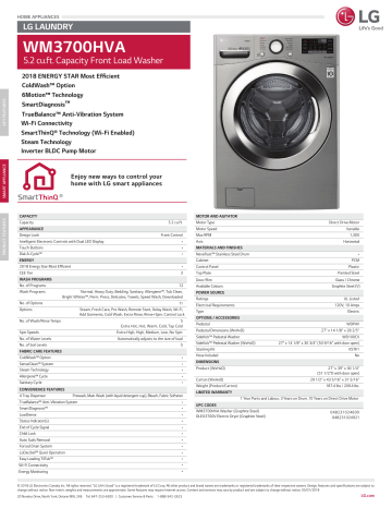 LG WM3700HVA Specification | Manualzz