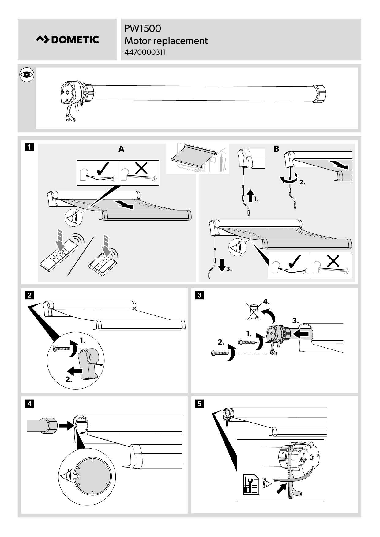 Dometic PW1500 (Motor Replacement) Installation guide | Manualzz