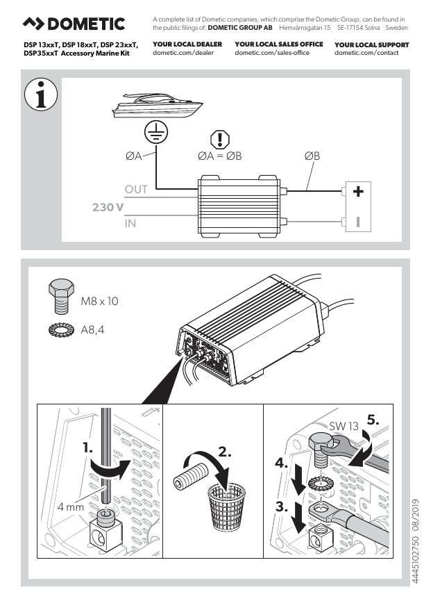 Dometic DSP Accessory Marine Kit - Leaflet Installation Manual | Manualzz