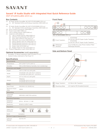 Savant HST-STUDIO46-2CH-00 IP AUDIO STUDIO 46 WITH INTEGRATED HOST ...