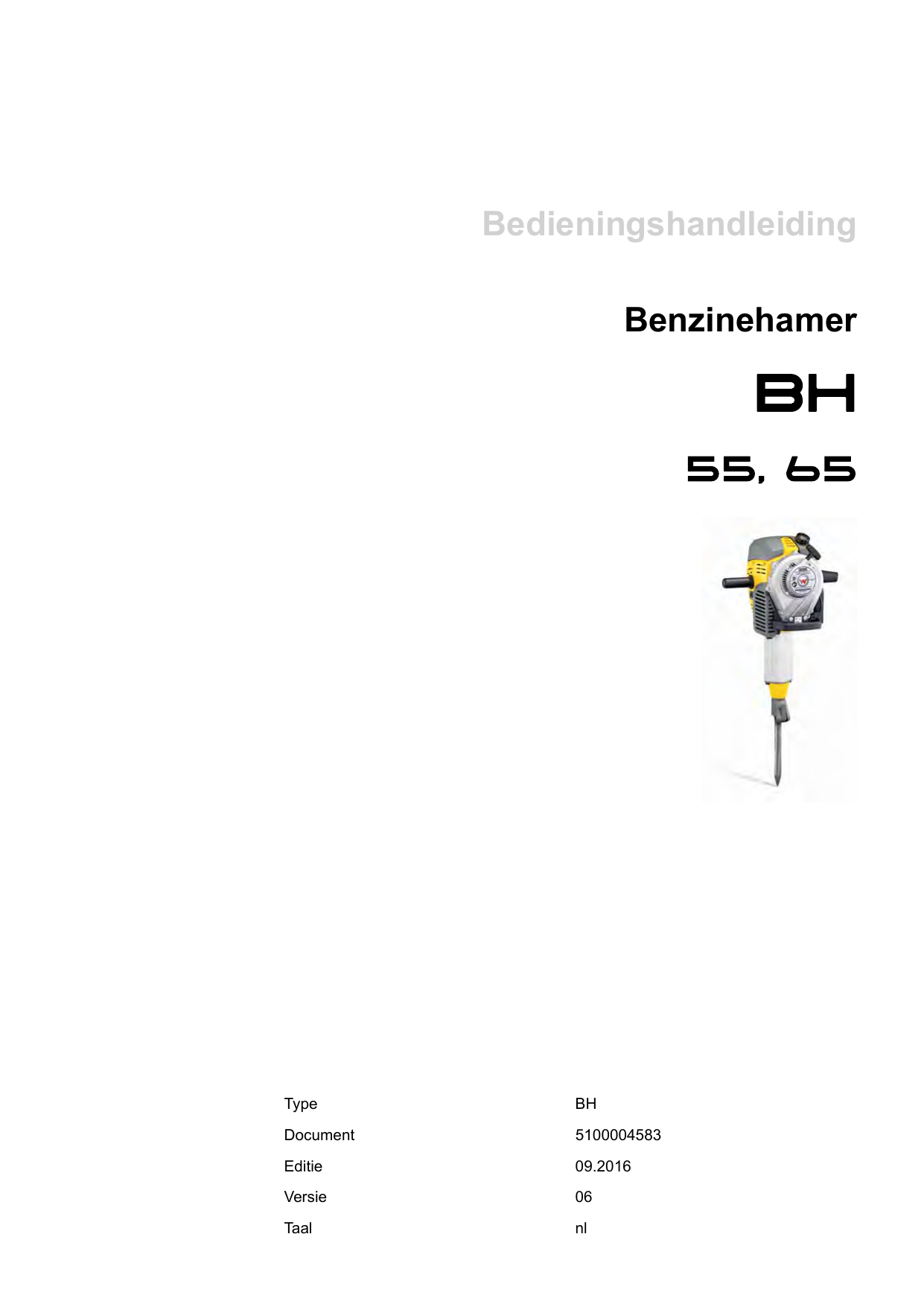 Wacker Neuson BH 55 28x152 Gasoline Breaker Handleiding | Manualzz