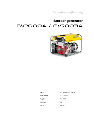 Wacker Neuson GV7000A Portable Generator Brugermanual | Manualzz
