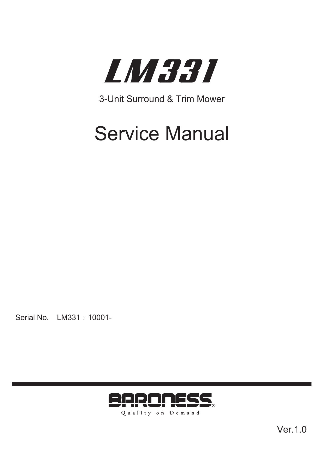 Baroness LM331 3 Gang Approach + Trim Mower Operating Manual | Manualzz