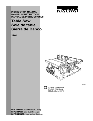 Makita 2704 Table saw User Manual | Manualzz