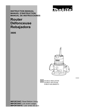 Makita 3606 Router Instruction manual | Manualzz