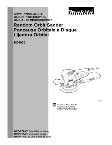 Makita BO6030 Random Orbit Sander User Manual | Manualzz