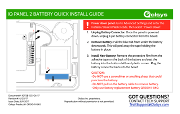 Qolsys QR0041-840 IQ BATTERY Quick Guide | Manualzz