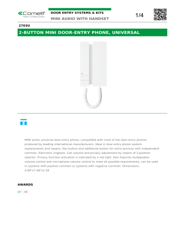 Comelit 2703U two button universal audio handset Datasheet | Manualzz