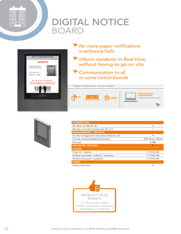 Intratone digital notice boards Notice | Manualzz