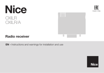 Nice Automation OXILR Radio Receiver Installation Manual | Manualzz