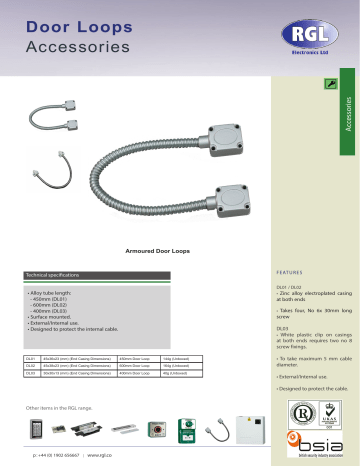 RGL DL01 Armoured Door Loop Datasheet | Manualzz