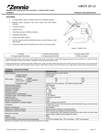Zennio ZIOIB20V2 Multifunction actuator for flush mounting Data Sheet ...