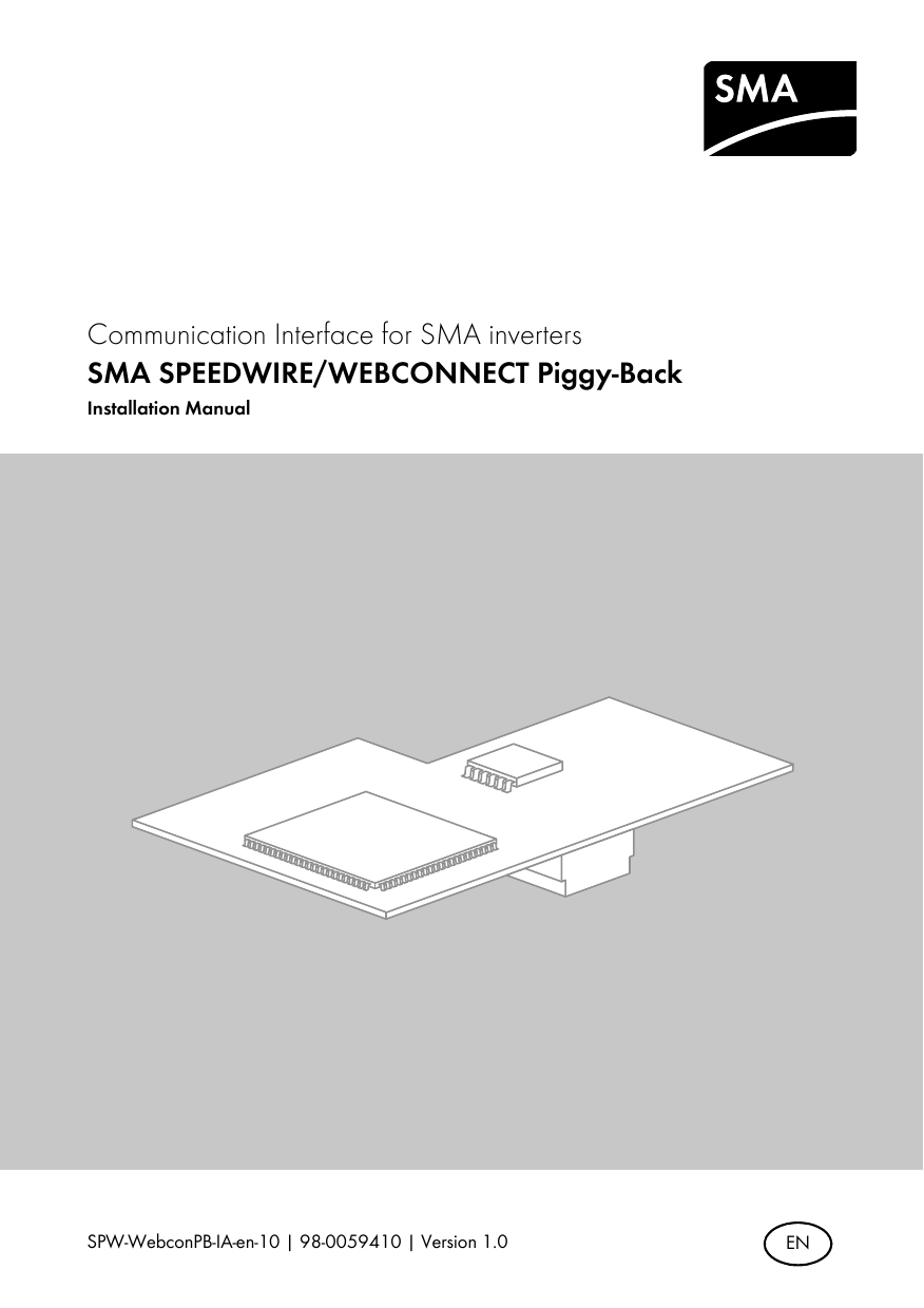 SMA SPEEDWIRE/WEBCONNECT Piggy-Back Installation Manual | Manualzz
