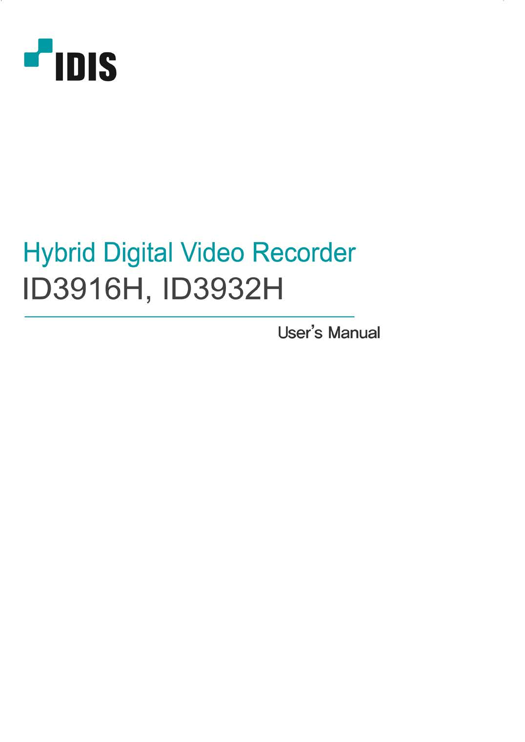 IDIS ID3916H 16CH PC Hybrid DVR Product Manual | Manualzz