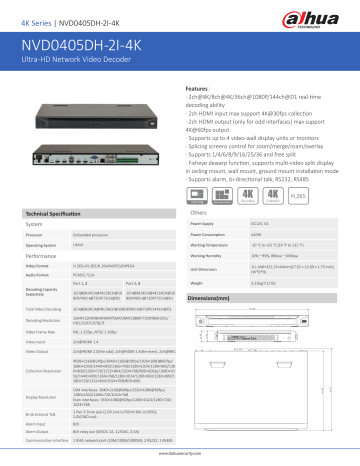 DAHUA DHI-NVD0405DH-2I-4K Ultra-HD Network Video Decoder Data Sheet ...