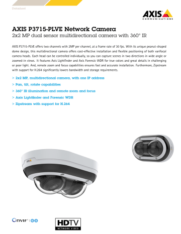 AXIS P3715-PLVE NETWORK CAMERA Data Sheet | Manualzz