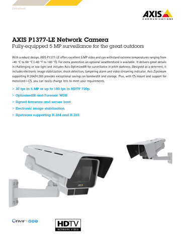 AXIS P1377-LE Network Camera Product Manual | Manualzz