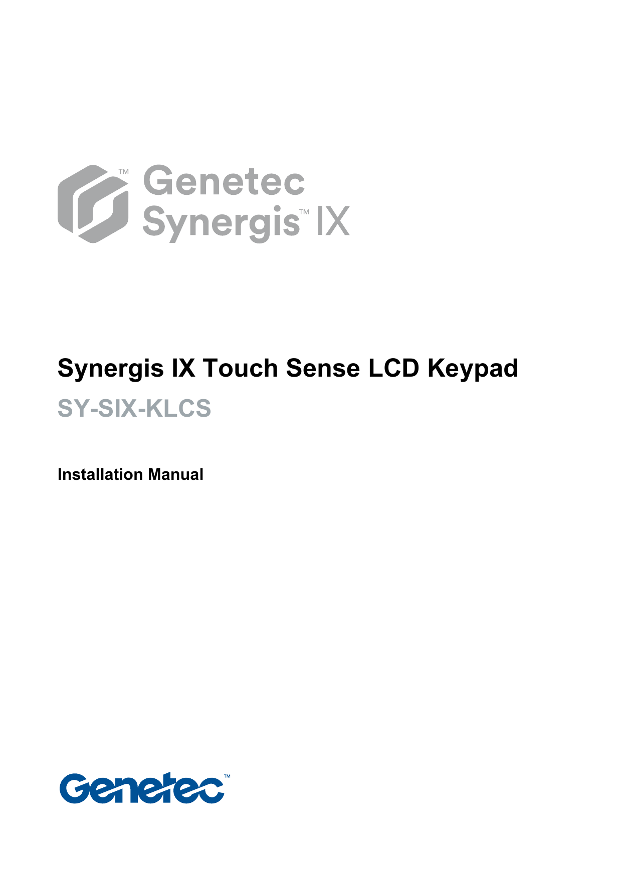 GENETEC SYNERGIS IX SY-SIX-KLCS-B Touch Sense LCD Keypad (Black ...
