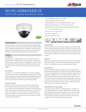 DAHUA DH-IPC-HDBW5442EP-ZE-2712 4MP Pro AI IR Vari-focal Dome Network Camera Data Sheet | Manualzz