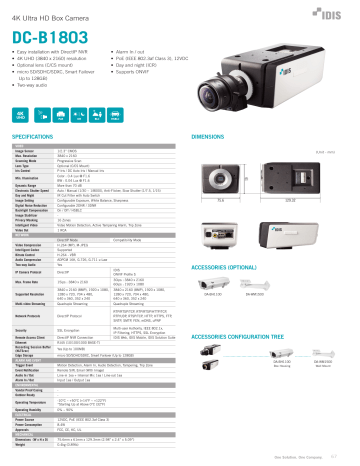 IDIS DC-B1803 8MP Full Body P-IRIS CAM Technical Manual | Manualzz