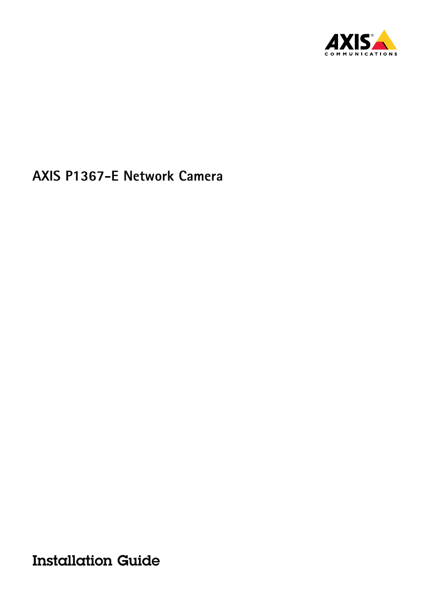 Axis P1367-E 5MP Full-Body Camera Manuel utilisateur | Manualzz