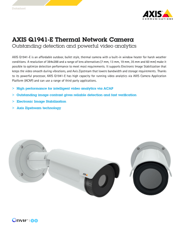 AXIS Q1941-E Thermal Network Camera Data Sheet | Manualzz