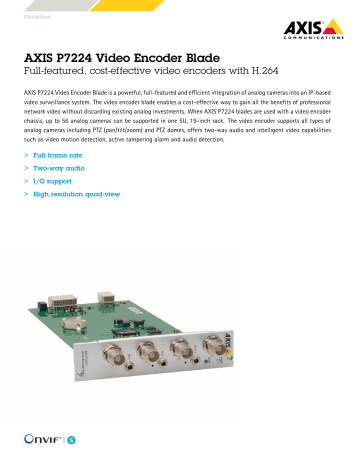 AXIS P7224 Video Encoder Blade Data Sheet | Manualzz