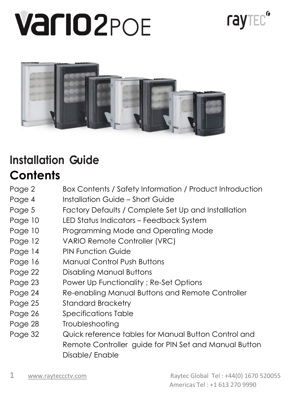 RAYTEC VARIO 2 POE VAR2-PoE-w2-1 Short Range White-Light PoE ...