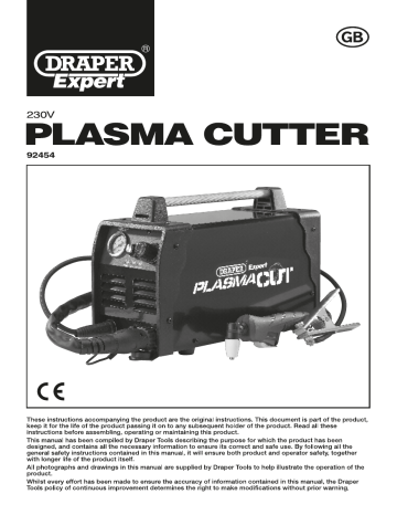 Draper NEW 230V Plasma Cutter Kit Instructions | Manualzz