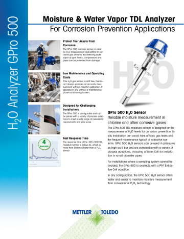 Mettler Toledo H₂O Analyzer GPro 500 Datasheet | Manualzz