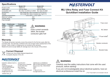 Mastervolt Ultra Connection Kit 24 V Installation manual | Manualzz