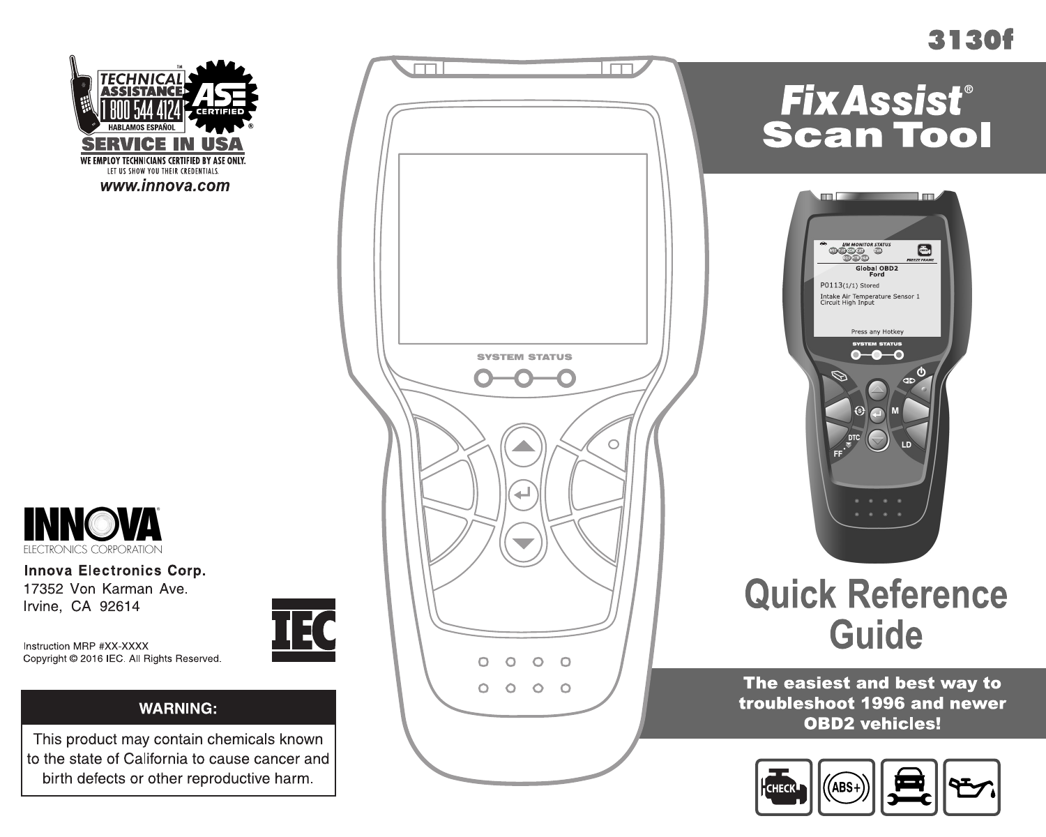 INNOVA 3130f OBD2 Scan Tool Owner Manual | Manualzz