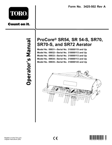 Toro ProCore SR54 Aerator Operator's Manual | Manualzz